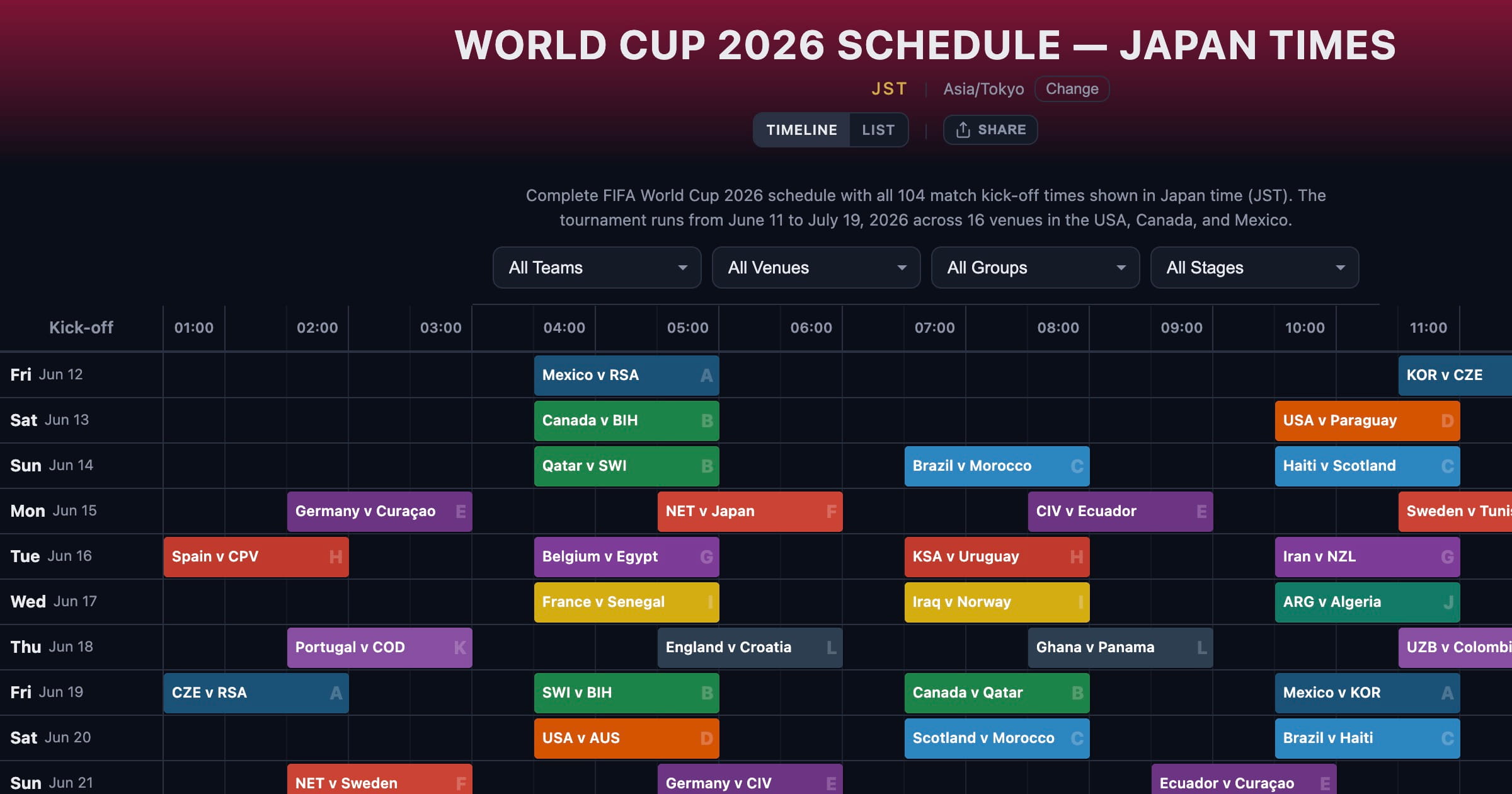 Morocco — FIFA World Cup 2026 Schedule & Fixtures